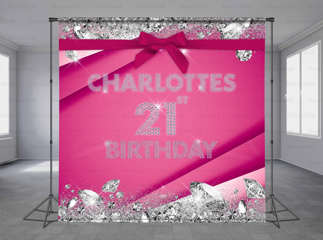 Diamond Photo Backdrop, 21st Birthday Backdrop, White Balloons ...