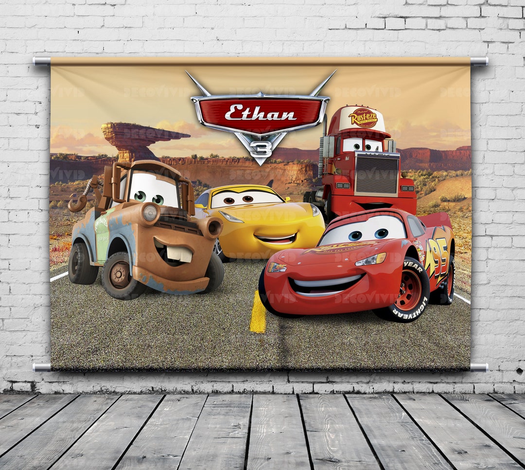 Kids Car, Birthday Backdrop, Speed Car, Race Car Party, Cartoon, Desert ...