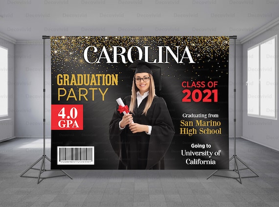 Graduation Magazine Cover Backdrop Add Your Photo Custom - Etsy