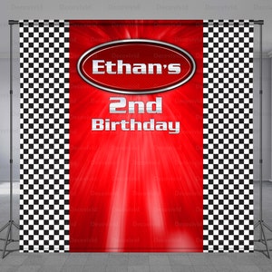 Speed Car Birthday Backdrop, Race Car Party, Custom Theme, Checkered ...