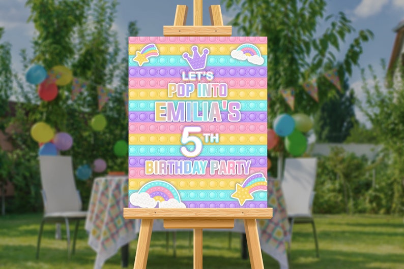 Pop It Fidget Toy Birthday Welcome Sign Pastel Color - Etsy