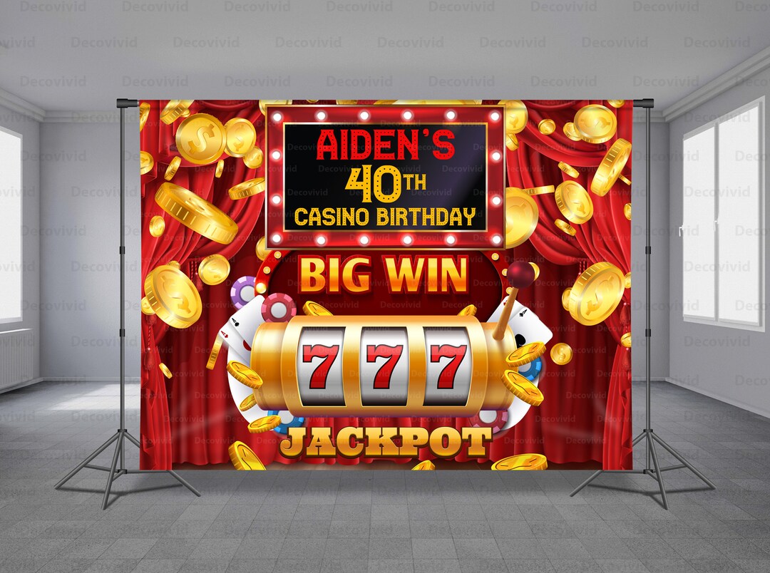 Casino Birthday Backdrop, Jackpot, 777, Las Vegas Background, Poker ...