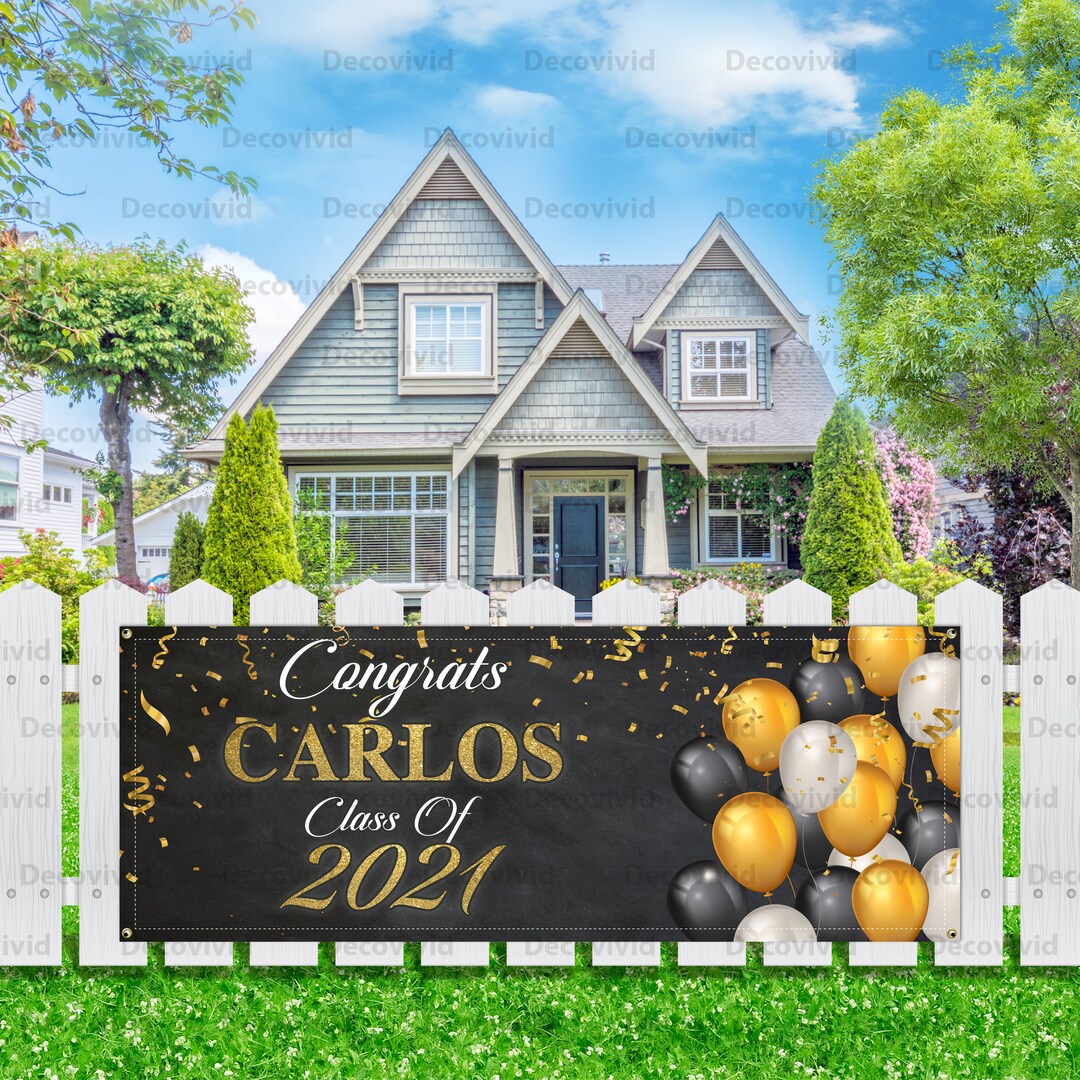 Graduation Party, Fence Banner, Garage Door Backdrop, Add Your Photo ...