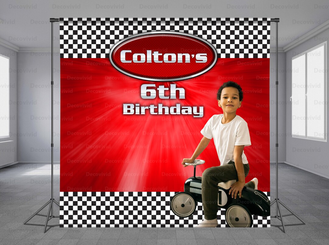 Car Birthday Backdrop, Race Cars Birthday Party, Speed Car, Checkered ...