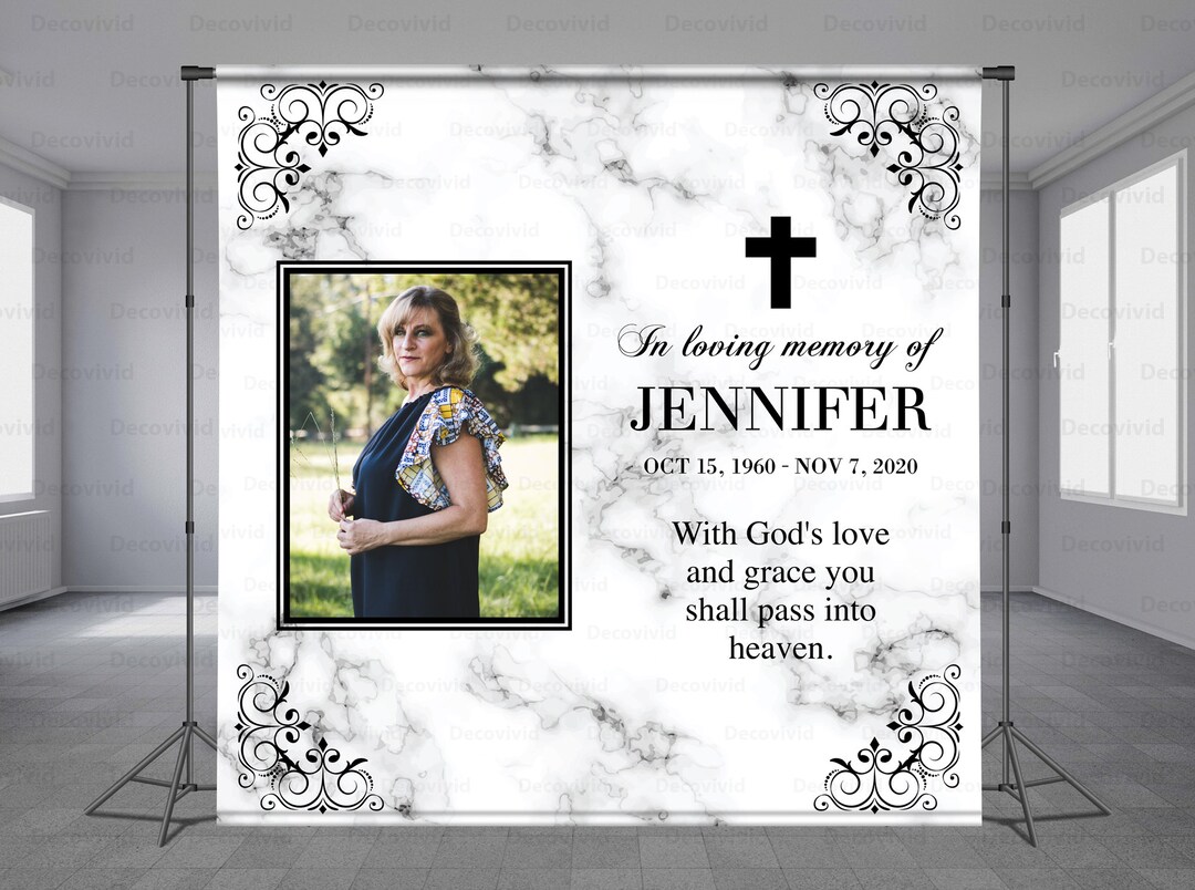 Funeral Photo Backdrop Banner, Ceremony, in Loving Memory Of ...