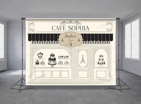Paris Cafe Backdrop Eiffel Tower Elegant Design Birthday | Etsy