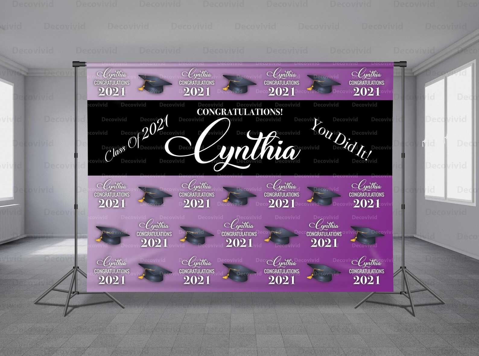 Graduation Party Backdrop Class of 2021 Purple Background - Etsy