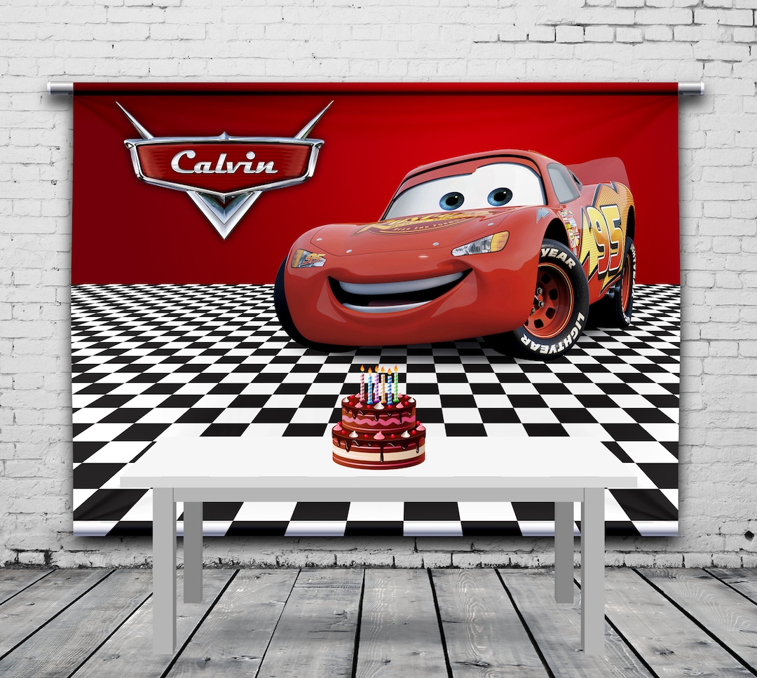Car, Birthday Backdrop, Personalized Banner, Race Car Birthday Party ...