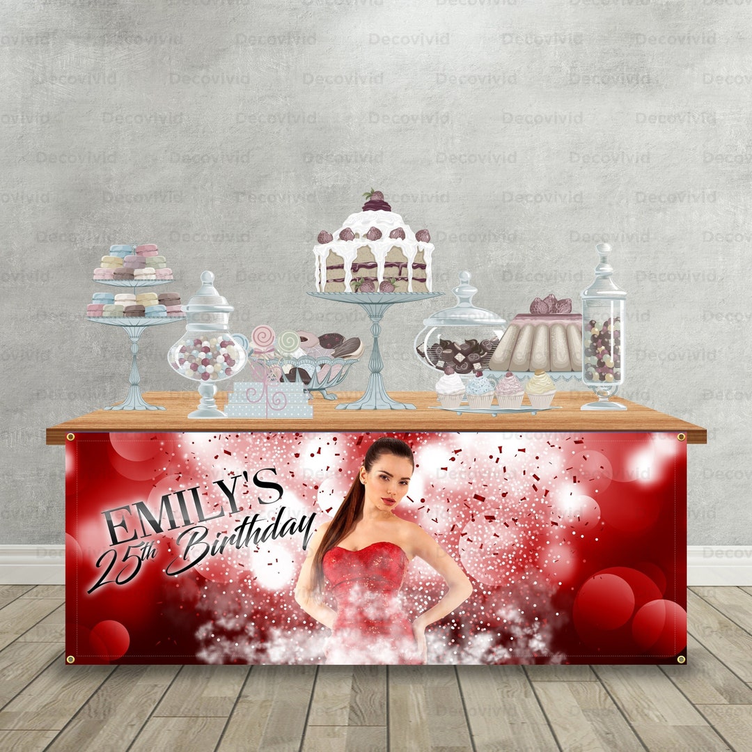 Birthday Table Front Banner, Step and Repeat, Custom Photo, Custom ...