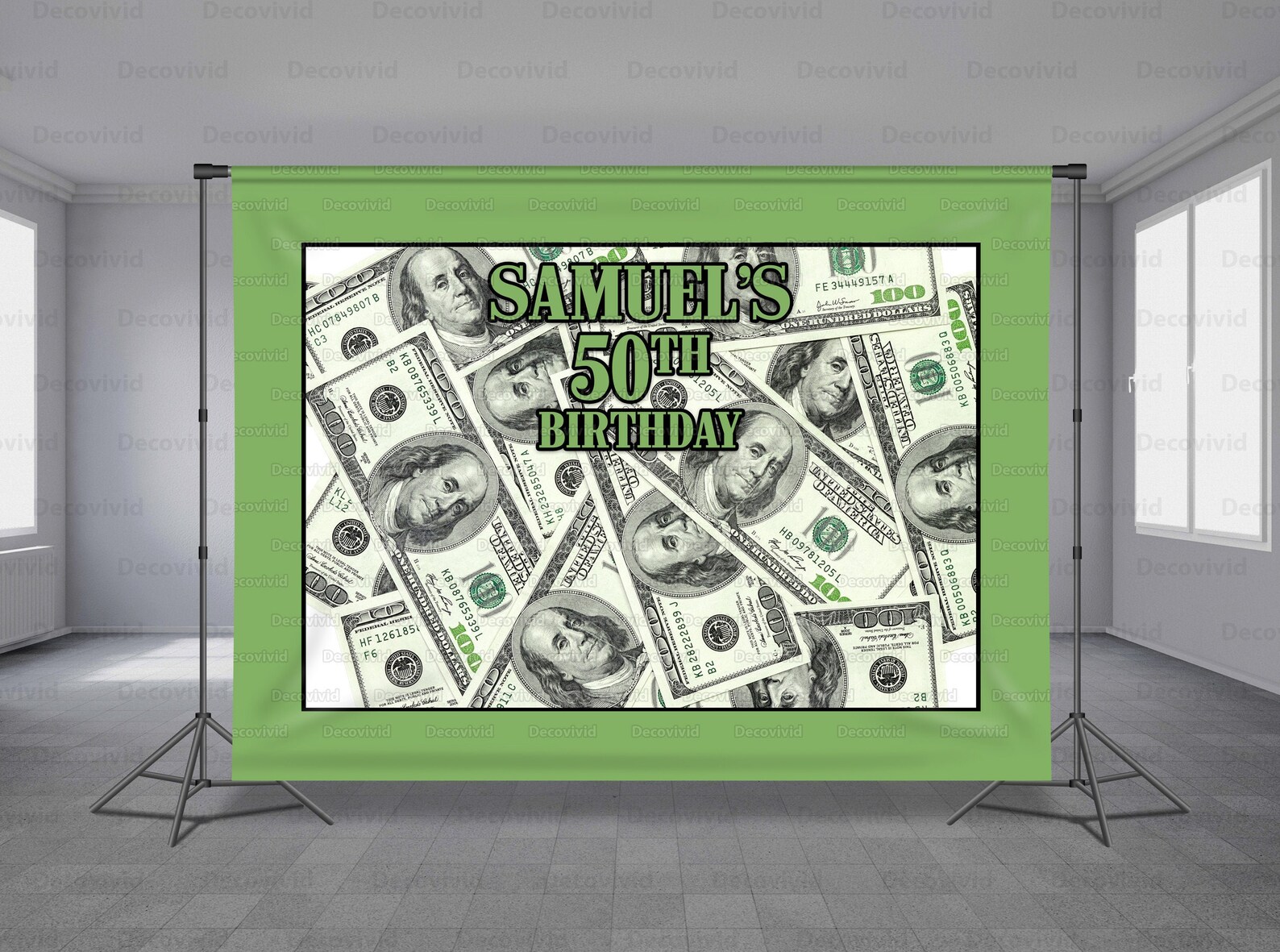 Money Birthday Backdrop Cash Step and Repeat 50th Birthday | Etsy