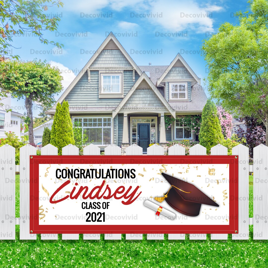 Graduation Party, Outdoor Banner, Fence Banner, Add Your Photo, Drive ...