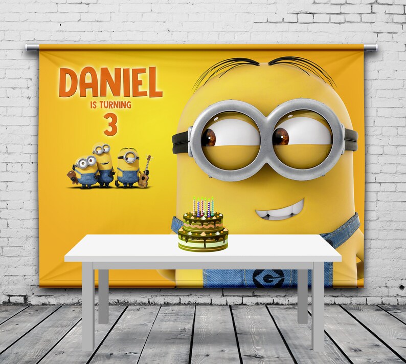 Huge Minions Birthday Backdrop Despicable Me Personalized | Etsy