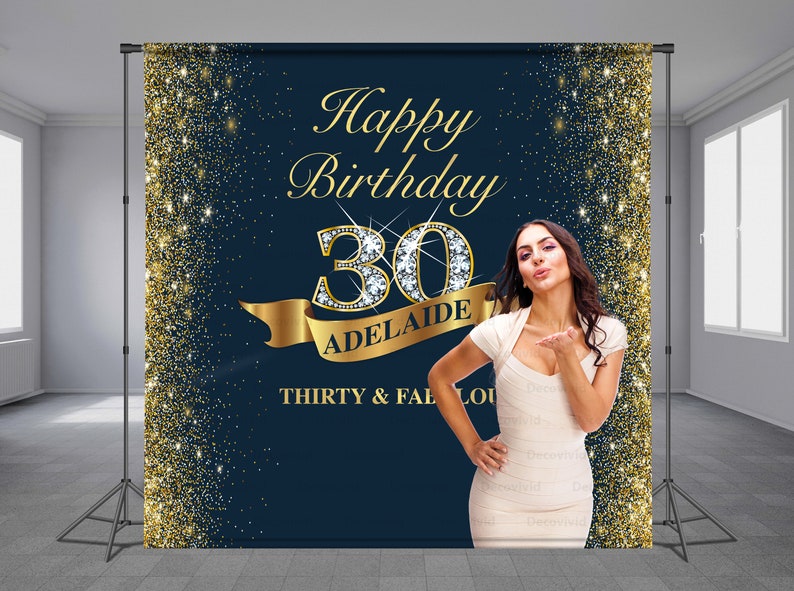 30th Birthday Backdrop Gold Glitter Bling Diamond Number - Etsy