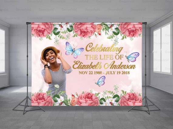 Memorial Backdrop Banner Funeral Background Pink Flowers - Etsy