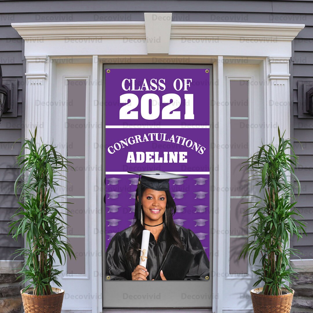 Graduation Front Door Banner, Grad Photo Door Sign, Class of 2021 ...