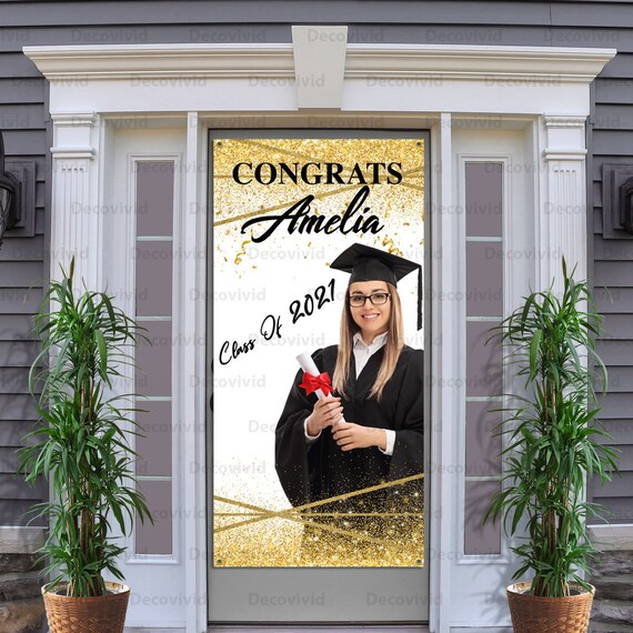 Graduation Front Door Banner Grad Photo Door Sign Congrats | Etsy
