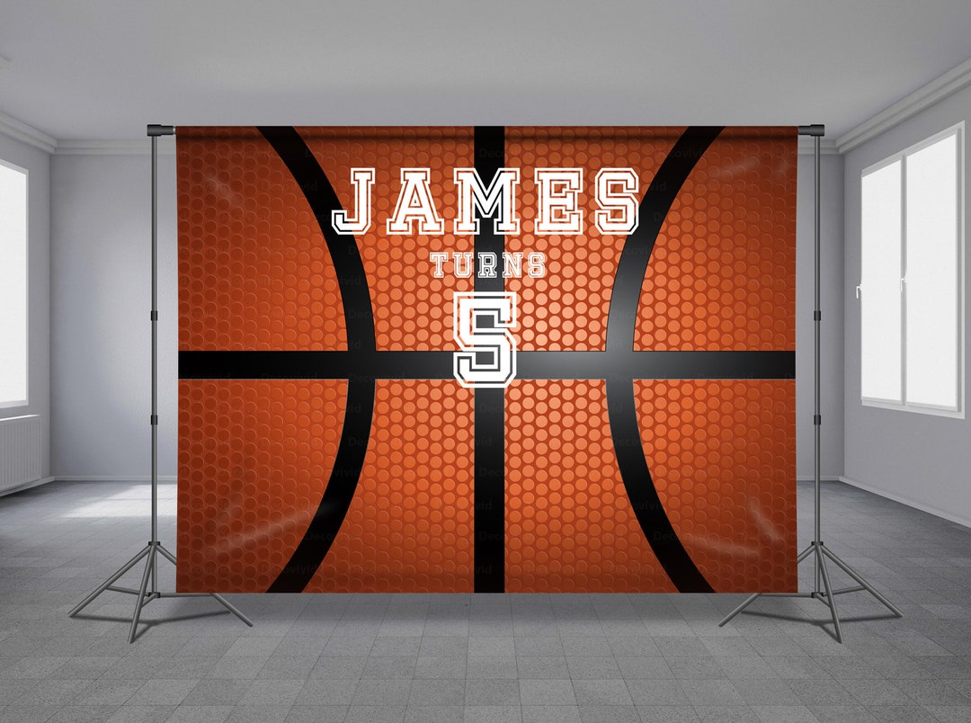 Basketball Birthday Backdrop, Editable Background, Ball Texture, Sport ...