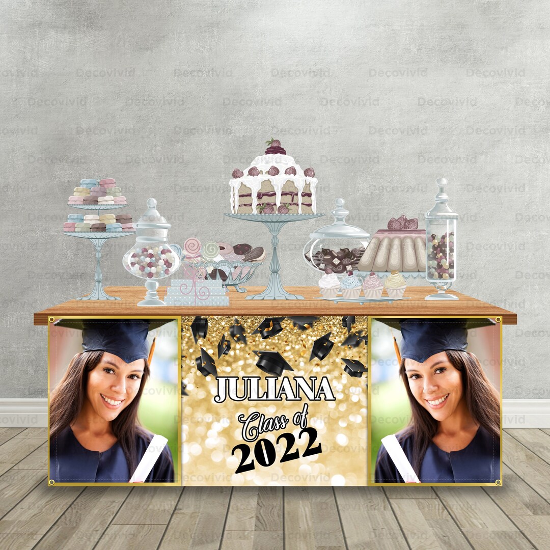 Graduation Table Front Banner, Custom Photo, Personalized, Vinyl Table ...