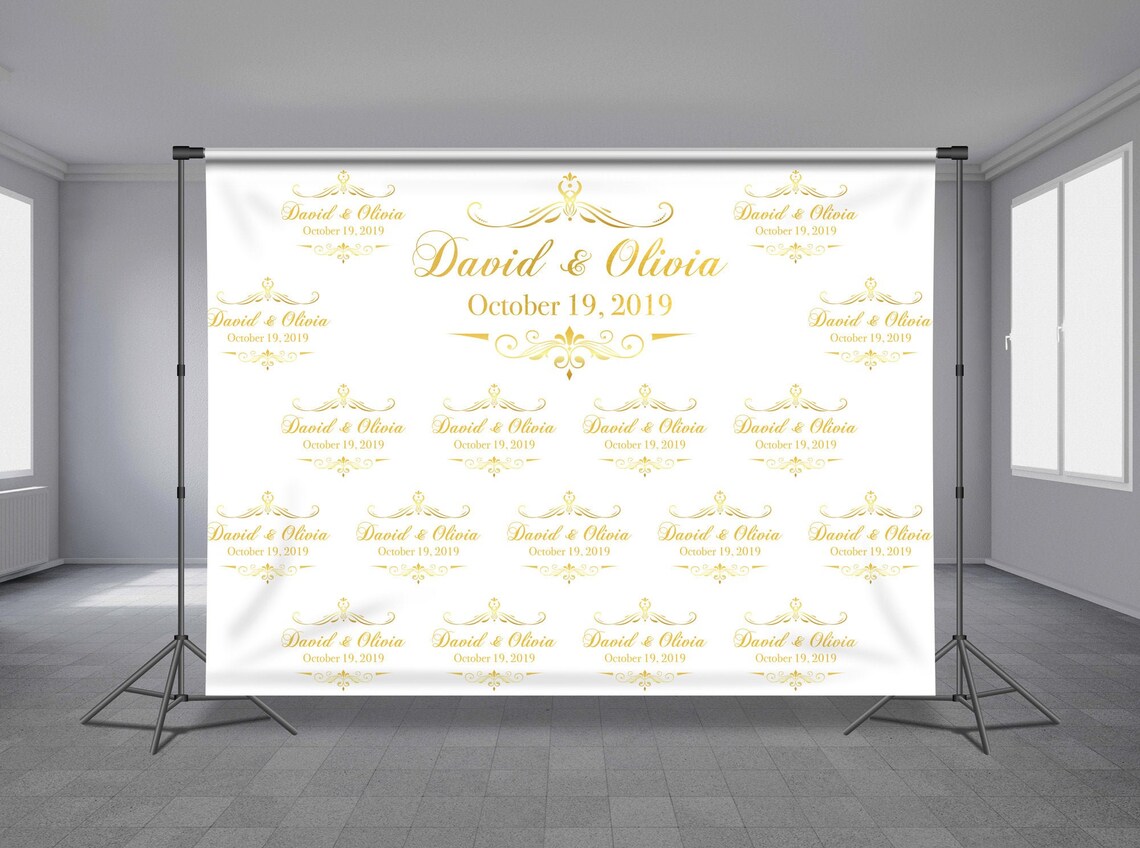 Wedding Backdrop Step and Repeat Backdrop Gold Wedding - Etsy