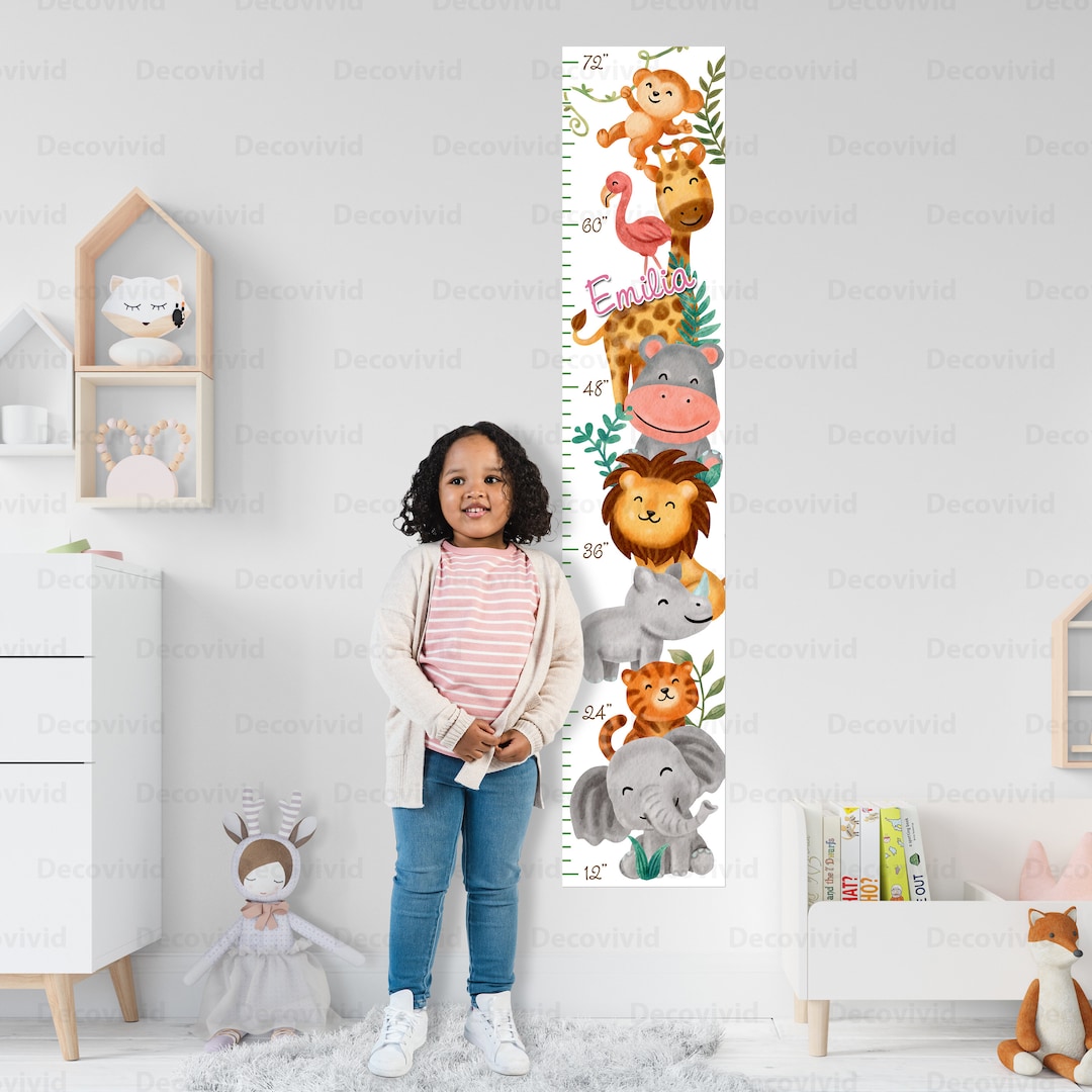 Safari Animals Height Chart, Kids Growth Chart Ruler, Measure ...