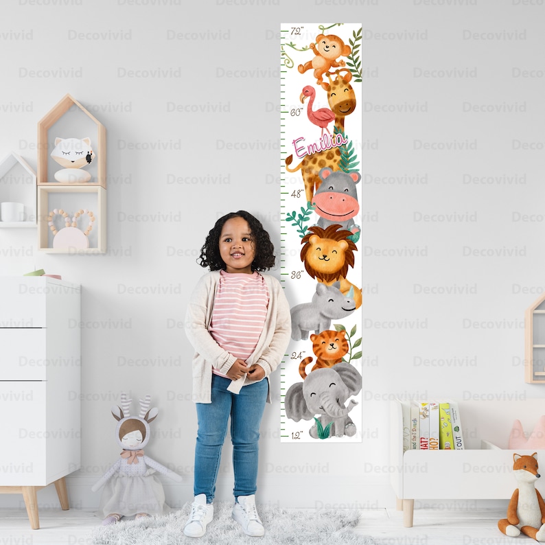 Safari Animals Height Chart Kids Growth Chart Ruler Measure - Etsy