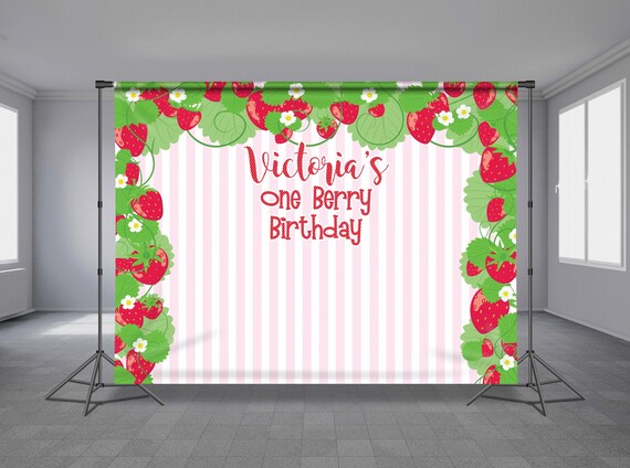 Strawberry Birthday Backdrop Fruits Theme Baby Shower | Etsy