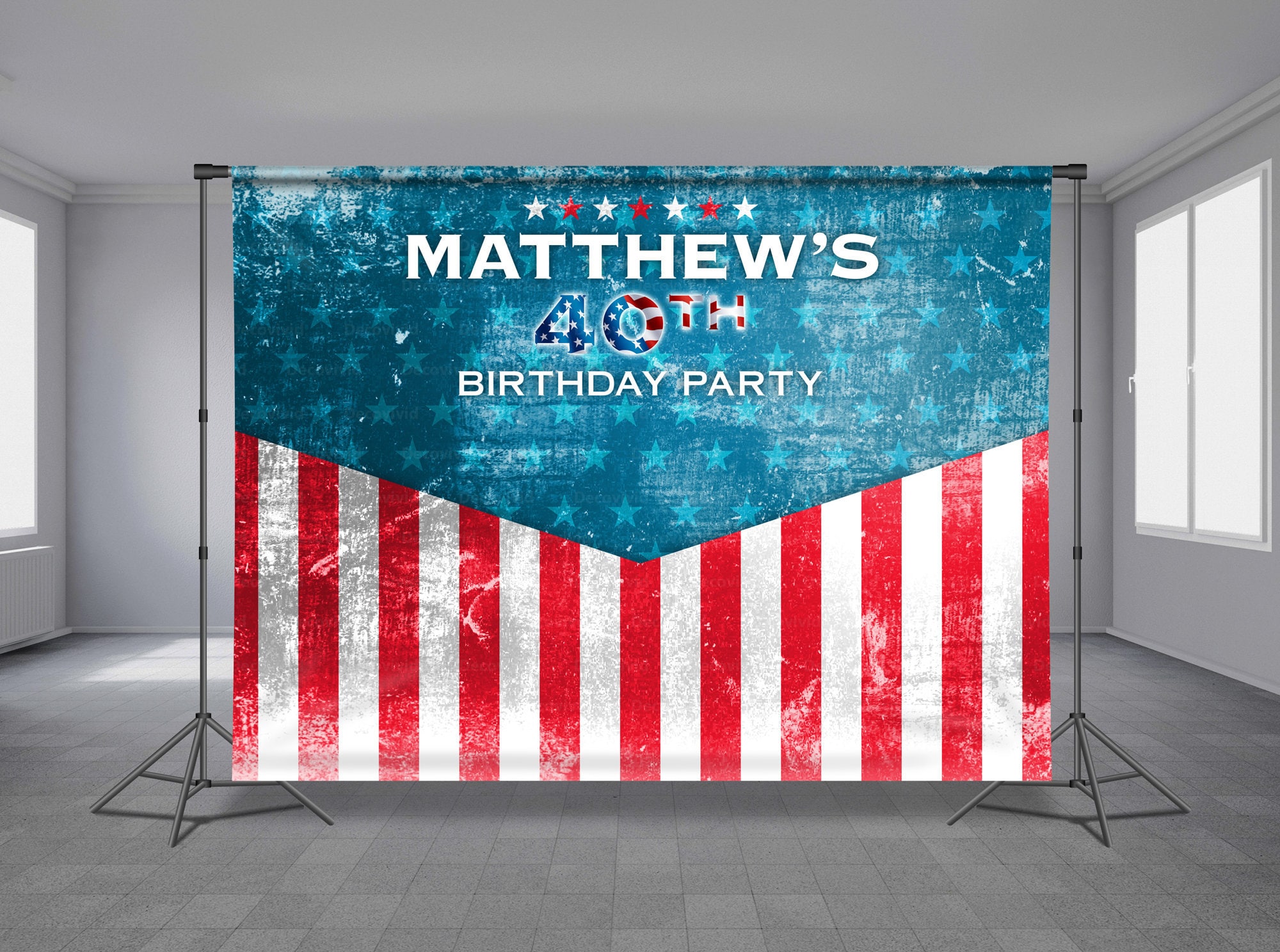 USA Flag Art Backdrop, American Flag Birthday Party, 4th of July ...
