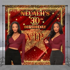 VIP Star Birthday Backdrop, Custom Color, Glitter, Sparkle, Gold and ...