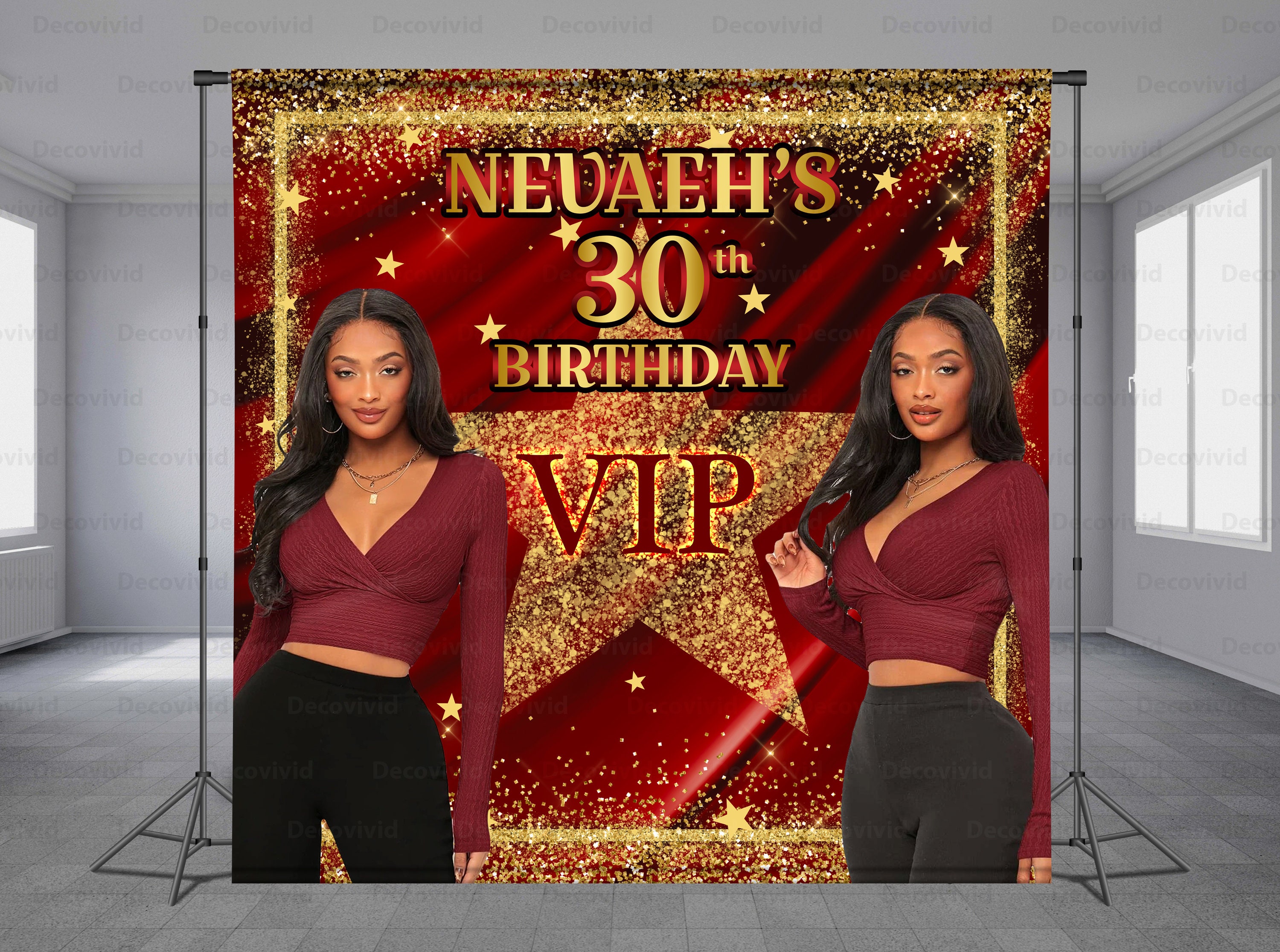 VIP Star Birthday Backdrop, Custom Color, Glitter, Sparkle, Gold and ...