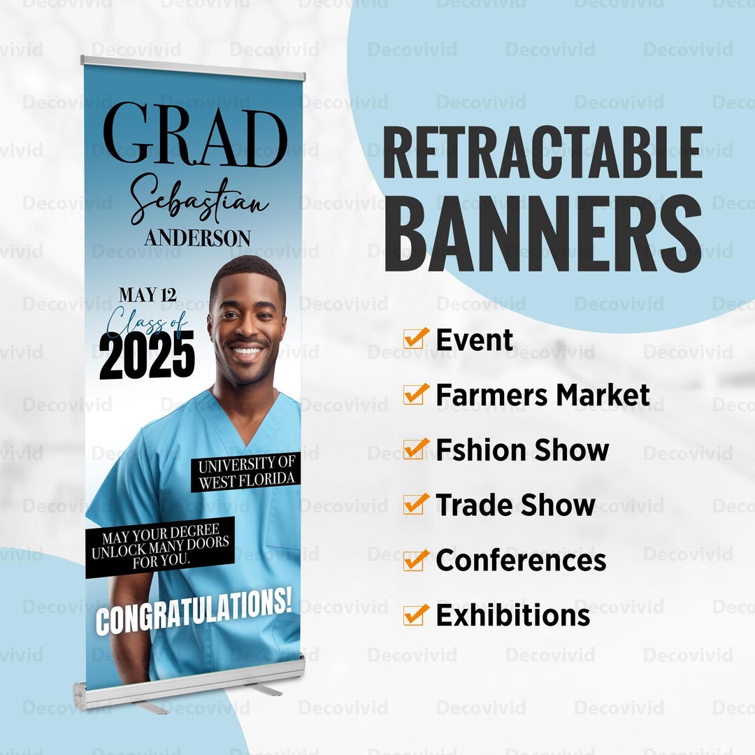 Graduation Retractable Banner and Stand, Step and Repeat, Adjustable ...