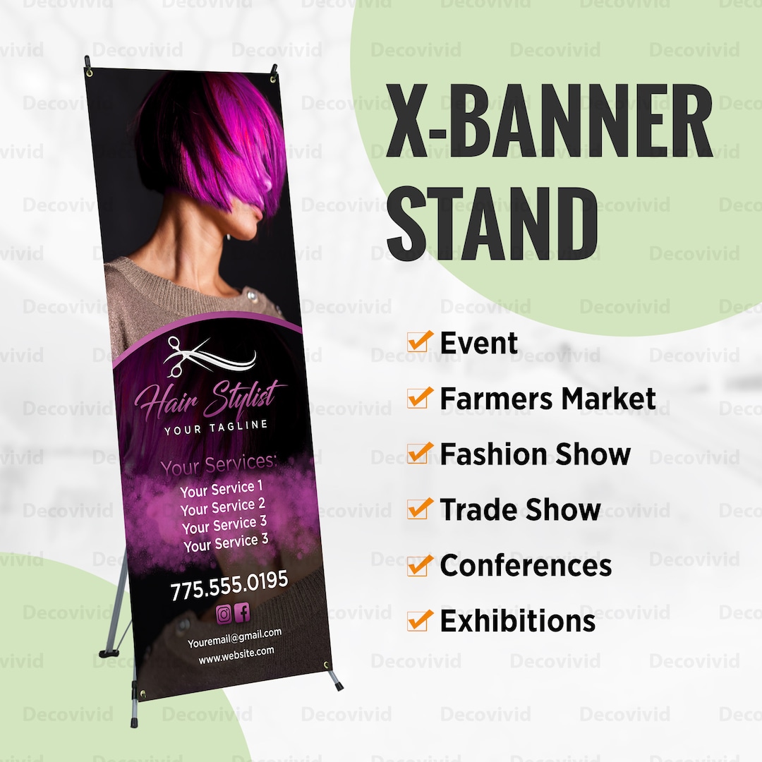 Hair Stylist X Banner Stand, Hairdresser Pop Up, X Style Banner ...