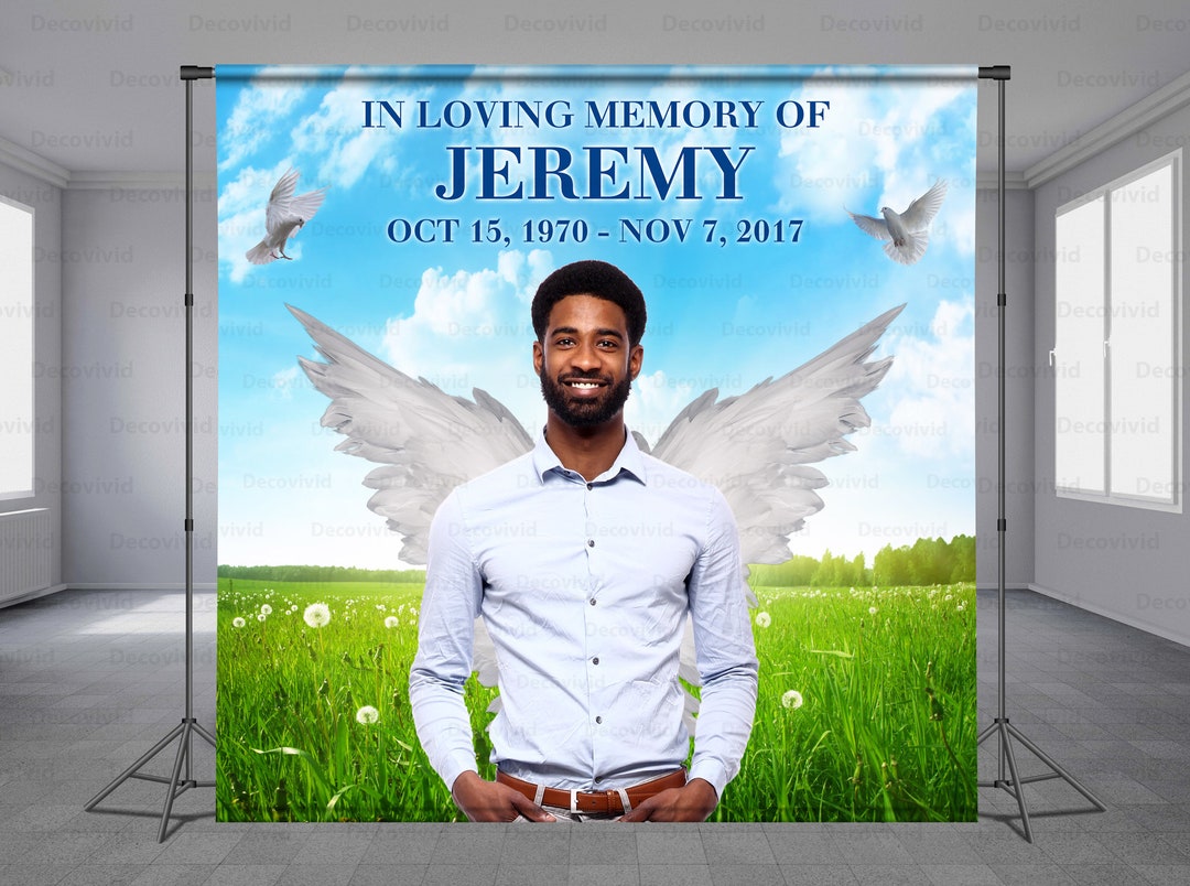 Funeral Backdrop Banner, Heaven Sent, Memorial Background, Heaven Blue ...
