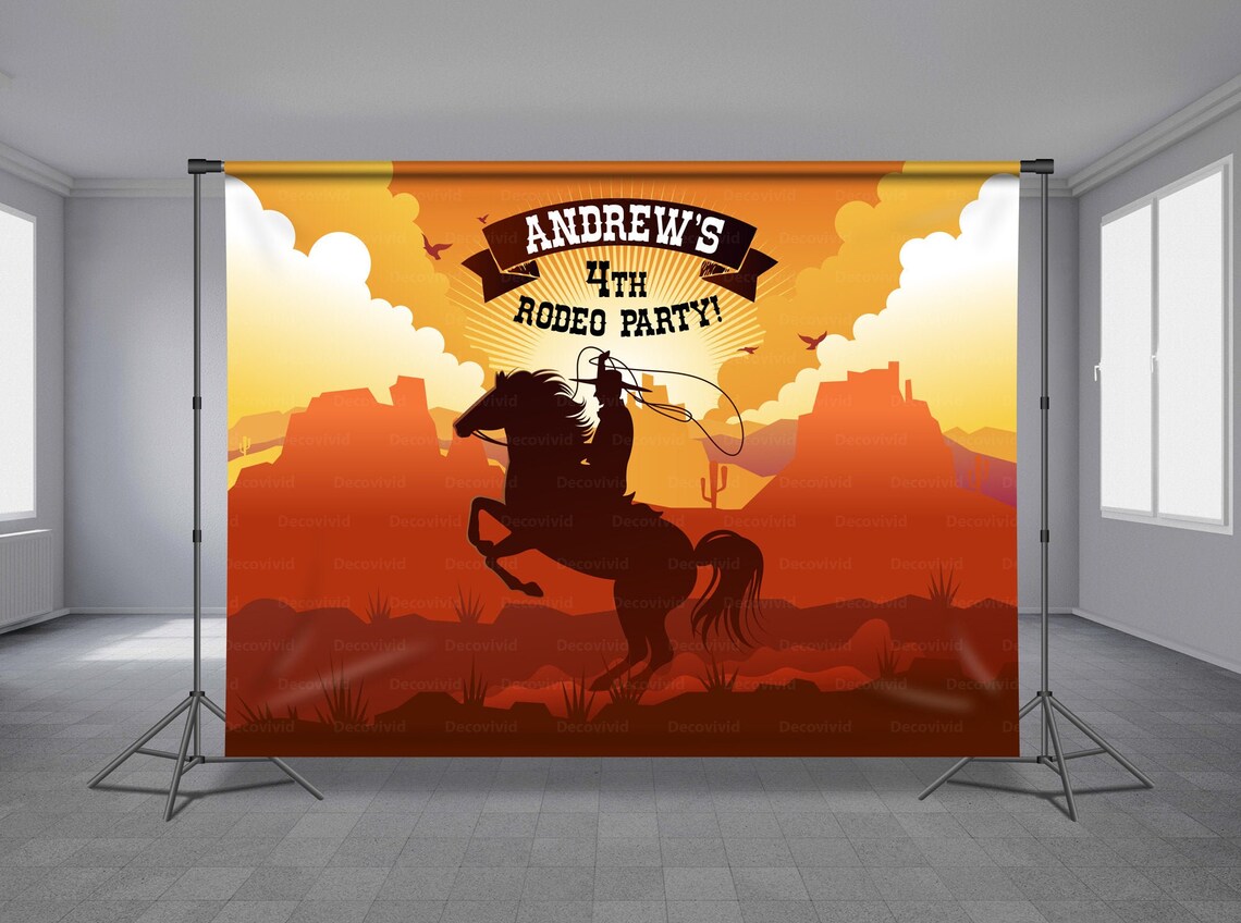 Rodeo Cowboy Birthday Backdrop Western Background Wild West | Etsy