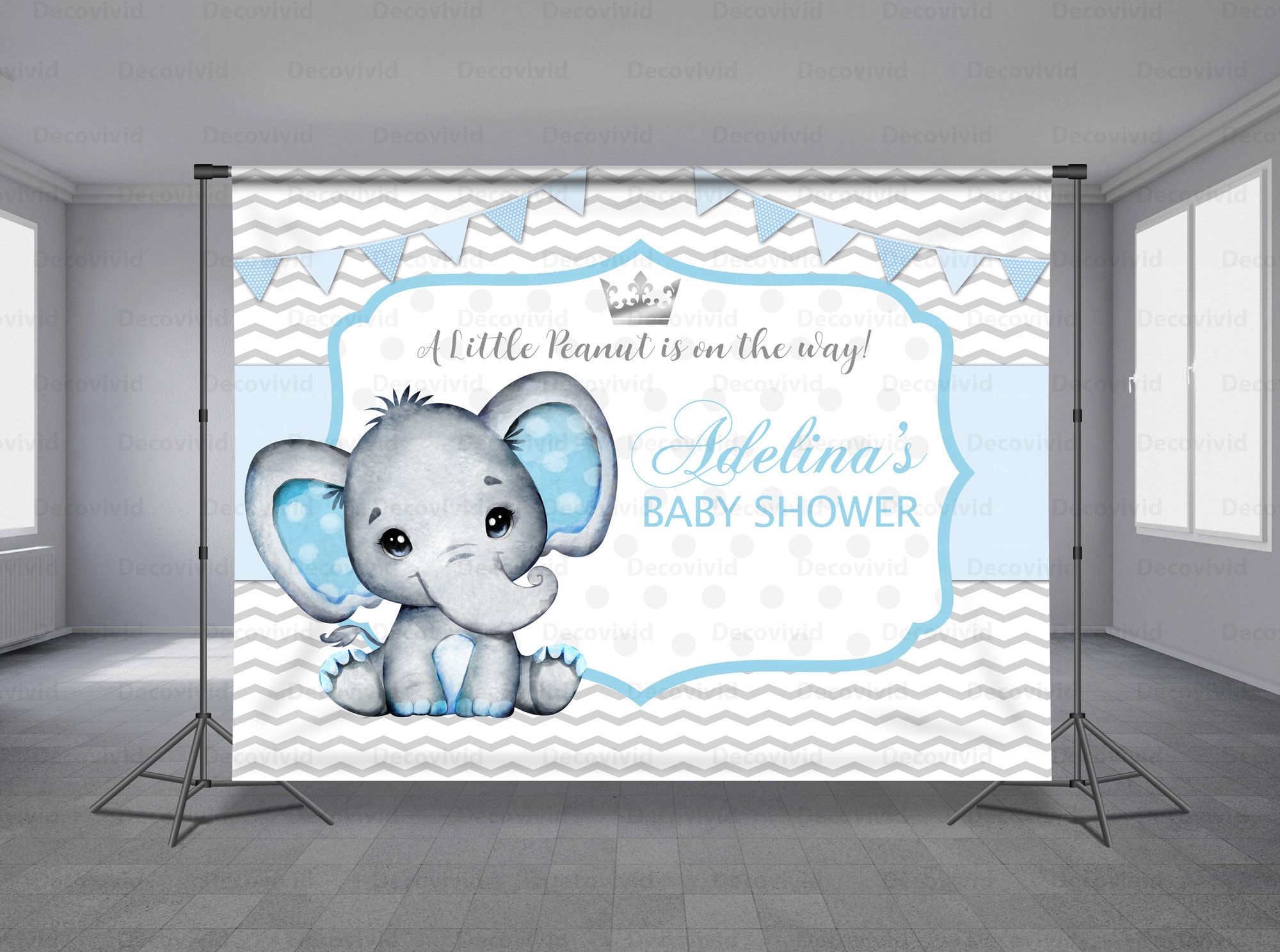 Baby Elephant Baby Shower Backdrop Blue Theme Personalized | Etsy