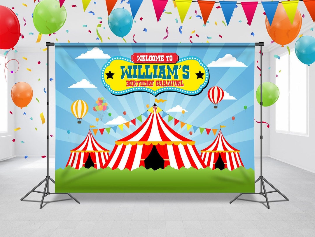 Carnival Theme Birthday Backdrop, Circus Carnival Party, Circus Party ...