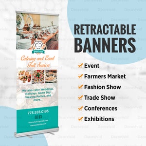 Catering and Restaurant Retractable Banner and Stand, Food Shop Banner ...