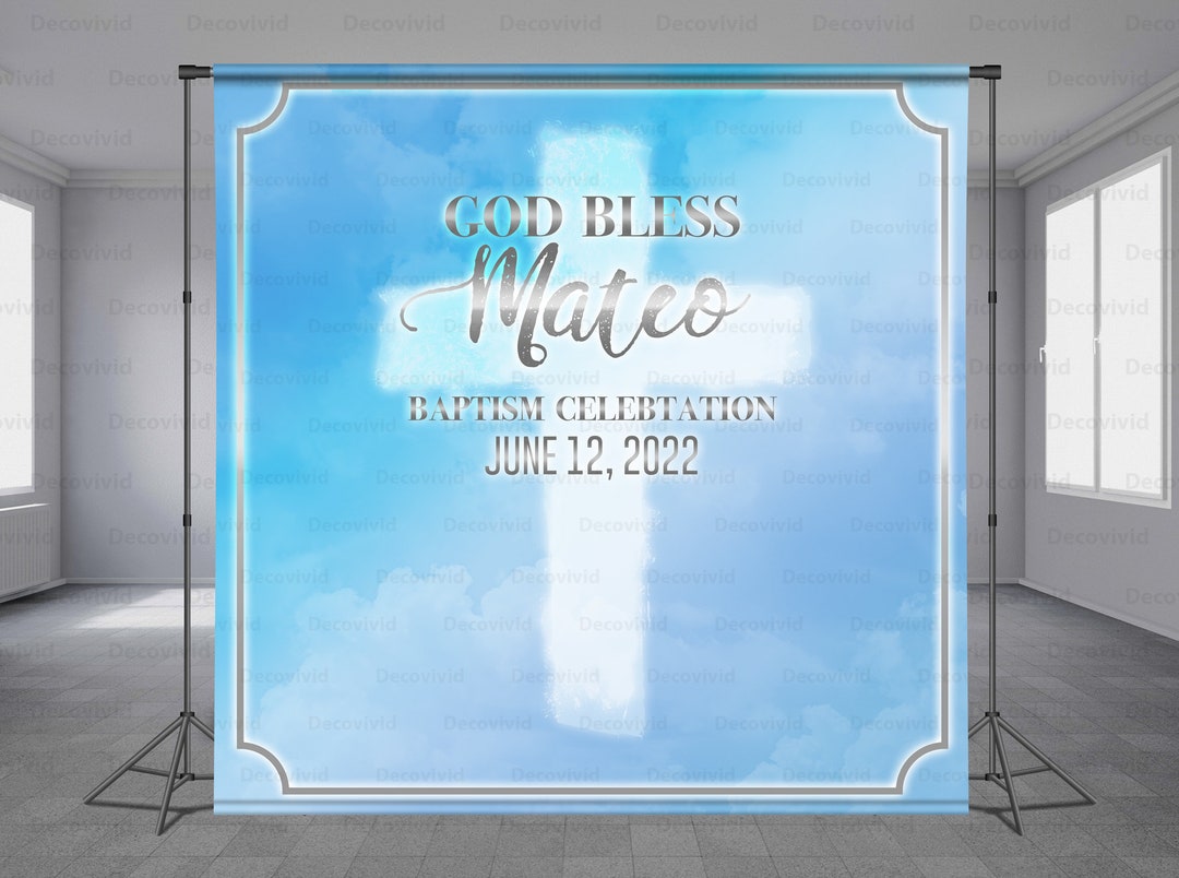 Baptism Celebration Backdrop, Christening Backdrop, Holy Baby Theme ...