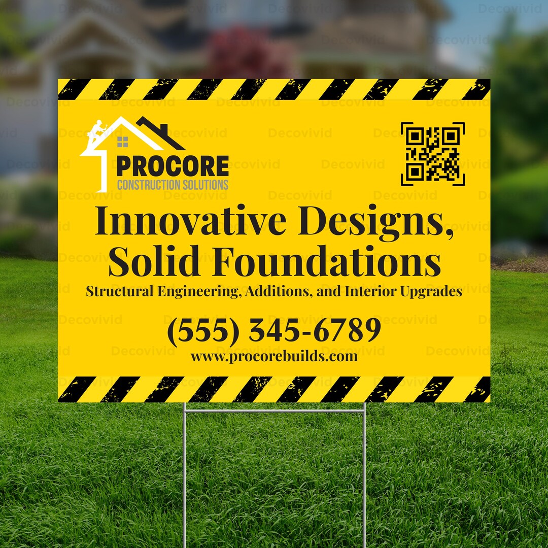 Custom Coroplast Yard Sign for Construction Company – Personalized ...