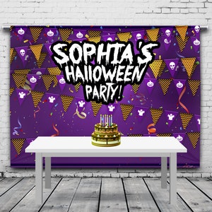 Purple Halloween, Birthday Backdrop, Halloween Party, Buntings Garland ...