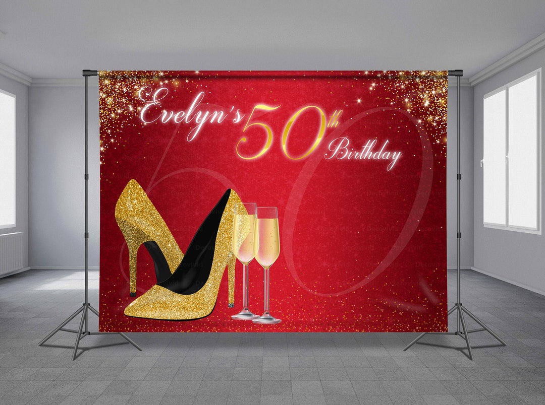 Gold Glitter High Heels Shoes Birthday, Red Step and Repeat, Backdrop ...