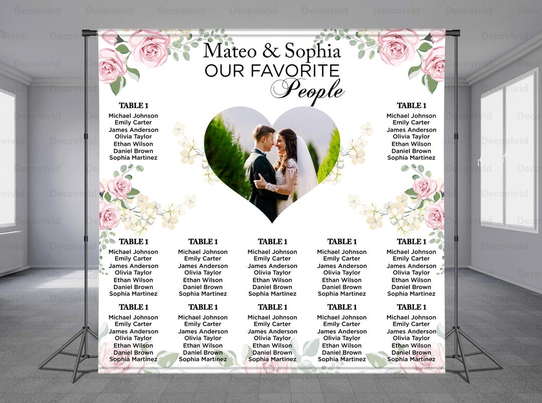 Wedding Seating Chart Backdrop, Seating Chart Sign, Photo Booth ...