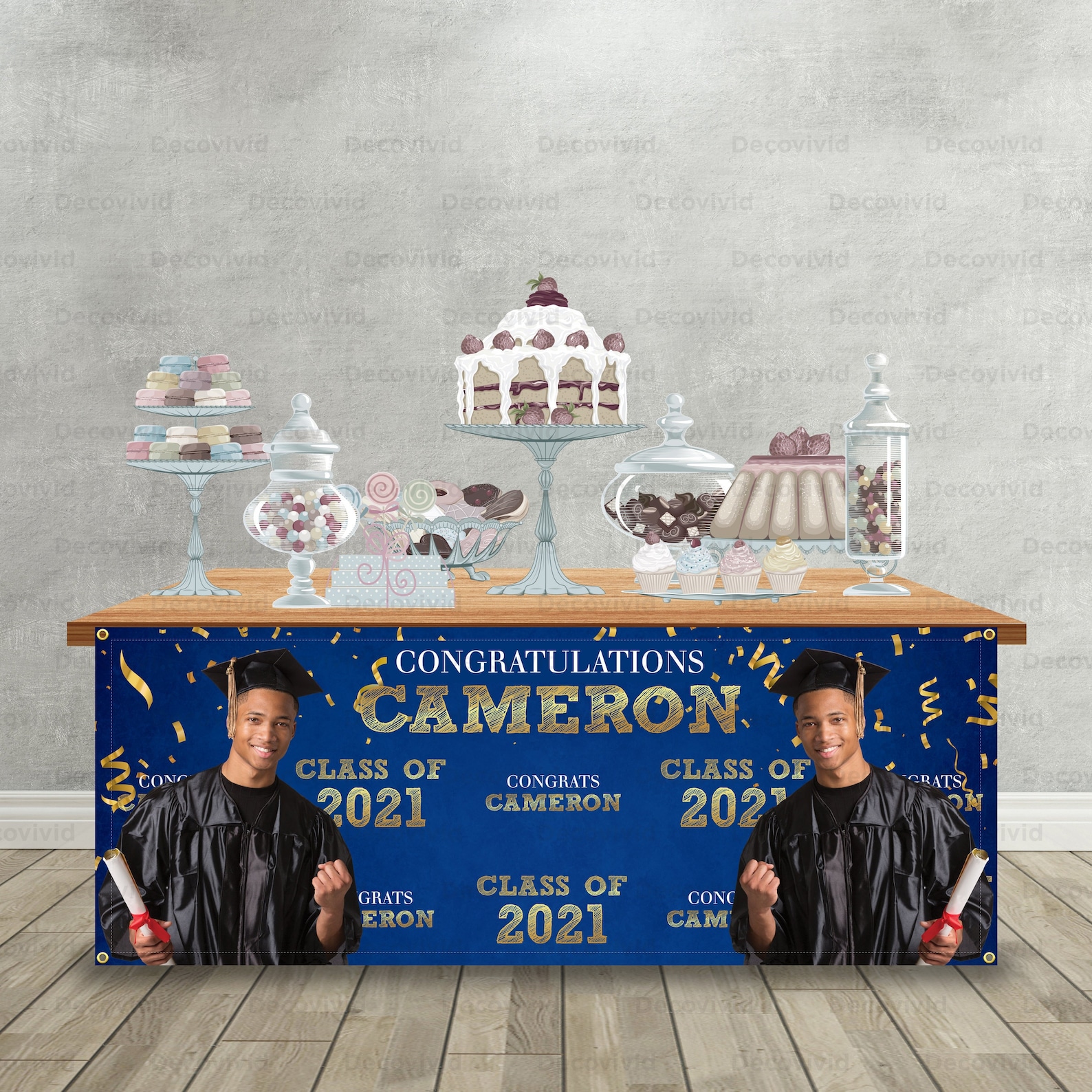 Graduation Table Front Banner, Custom Photo, Grad Table Front Banner ...