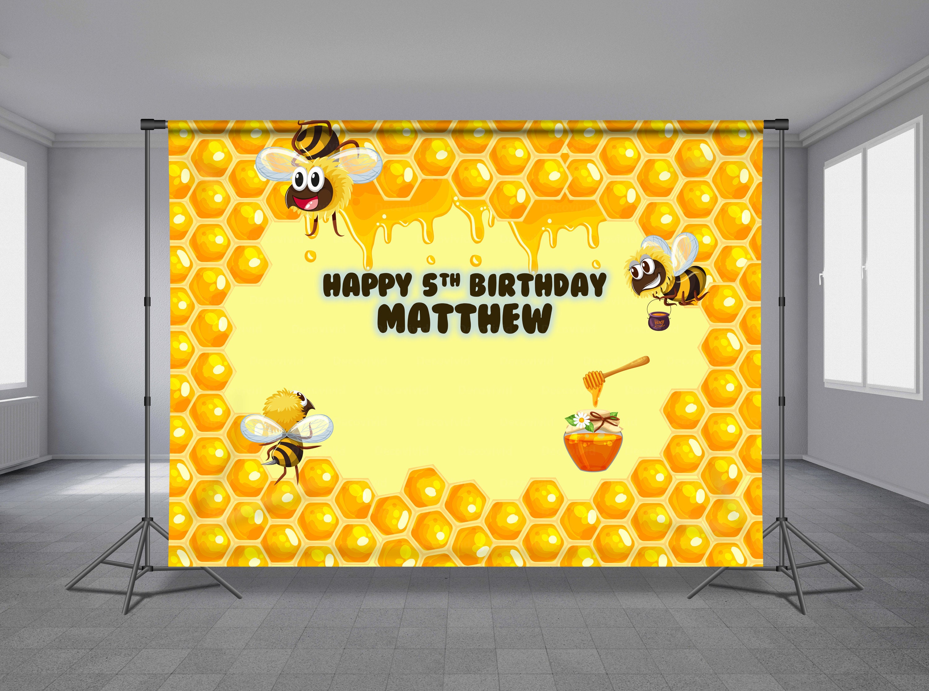Honeycomb Birthday Backdrop Bee Theme Party Yellow | Etsy