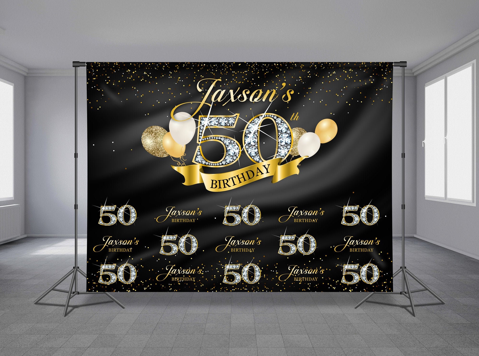 50th Birthday Gold Step and Repeat Backdrop Bling Diamond - Etsy