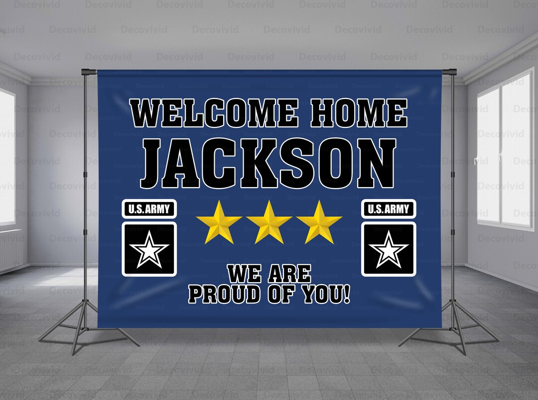 Welcome Home Backdrop, US Army, United States Blue Military, Add Your ...