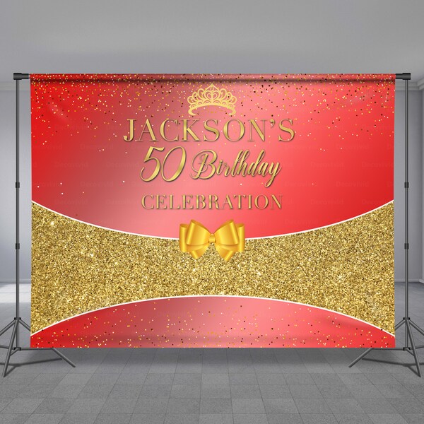 Anniversary Backdrop Red and Gold - Etsy