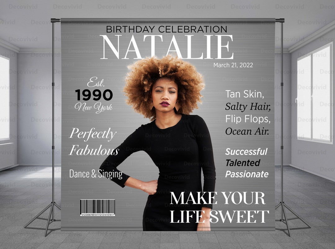 Magazine Cover Birthday Backdrop, Fashion Look, Customized Theme ...