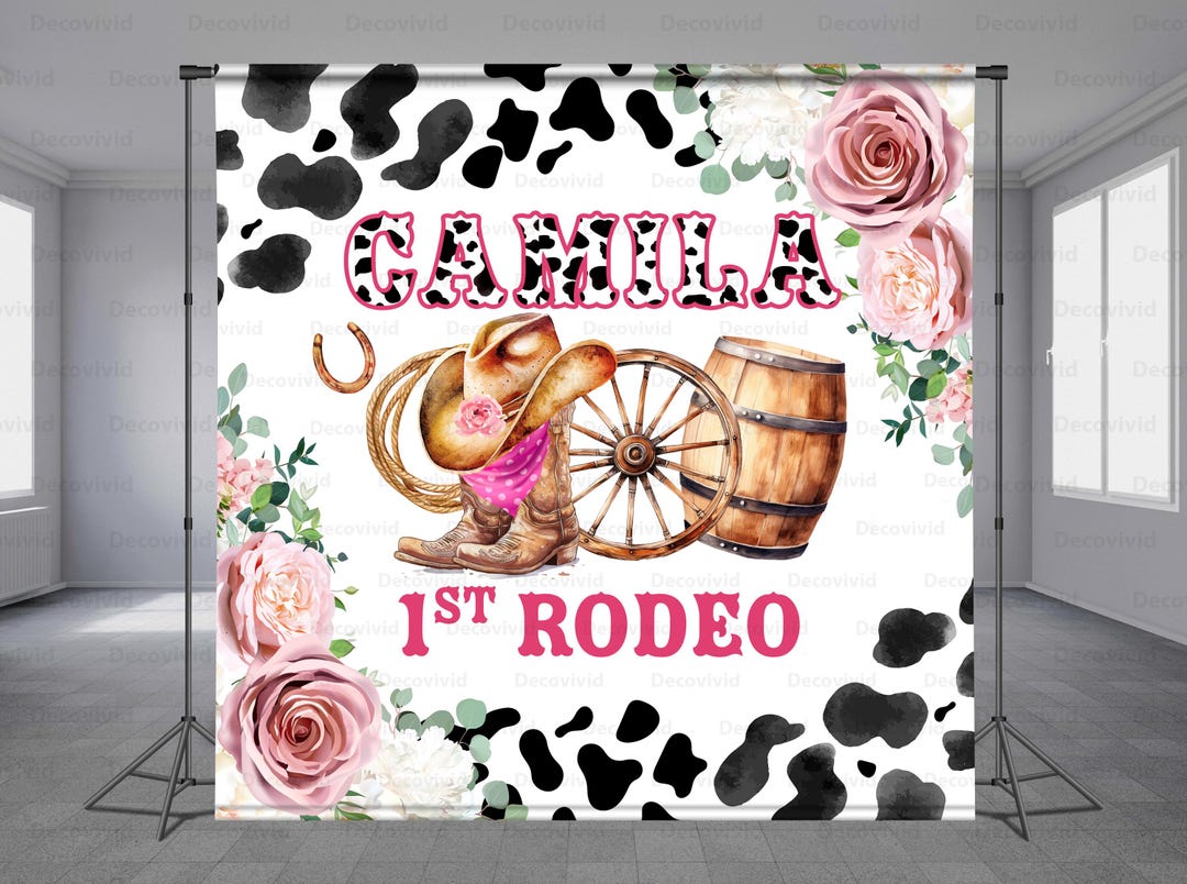 Cowgirl Baby Shower Backdrop, Cowboy, Girly Western Birthday, Pink ...