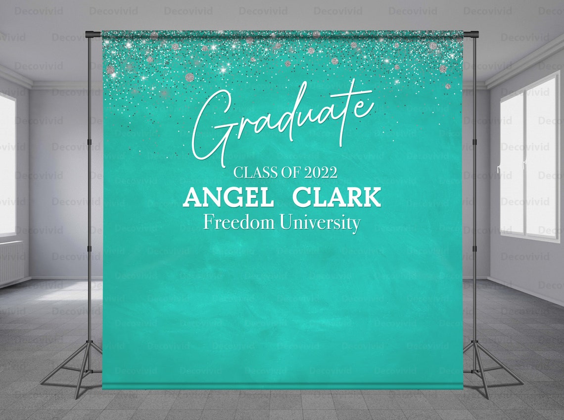 Graduation Party Backdrop Add Your Photo Turquoise - Etsy