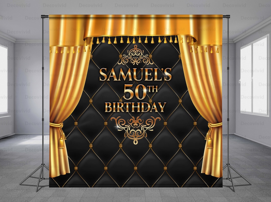 Gold Curtain Stage Birthday Backdrop, Stage Theme, Theater Curtains ...